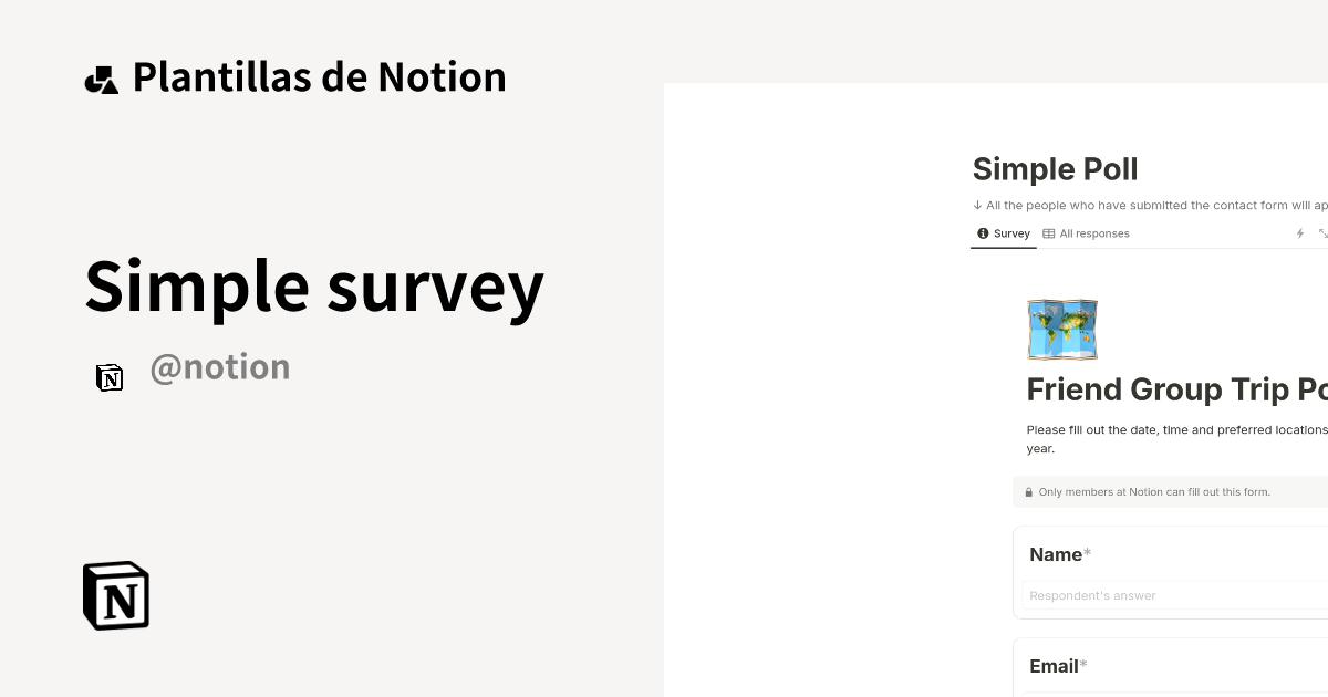 Plantilla Simple survey de Notion | Notion Marketplace