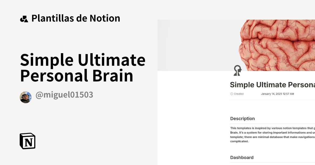 Plantilla Simple Ultimate Personal Brain | Notion Marketplace