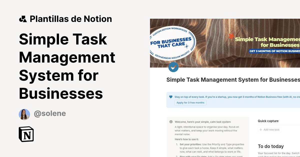 Plantilla Simple Task Management System for Businesses de Solene ...