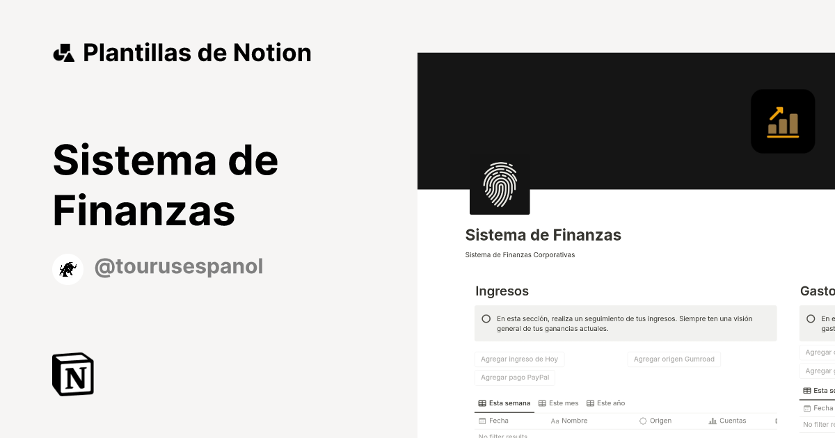 Plantilla Sistema de Finanzas | Notion Marketplace