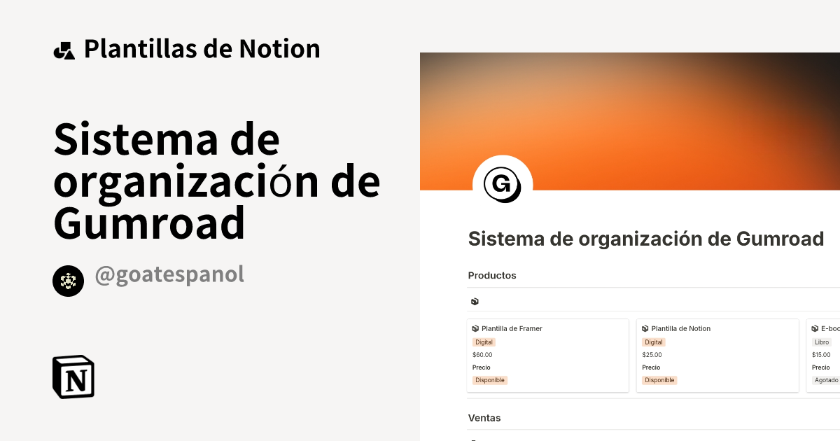 Plantilla Sistema de organización de Gumroad | Notion Marketplace