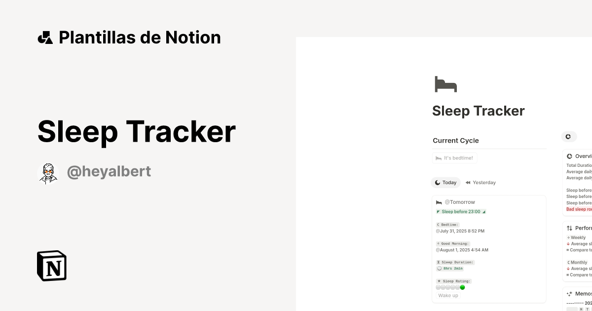 Plantilla Sleep Tracker | Notion Marketplace