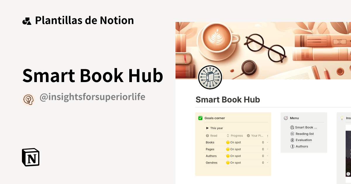 Plantilla Smart Book Hub de Insights for Superior Life | Notion Marketplace