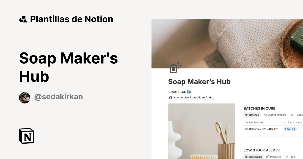 Plantilla Soap Maker's Hub | Notion Marketplace