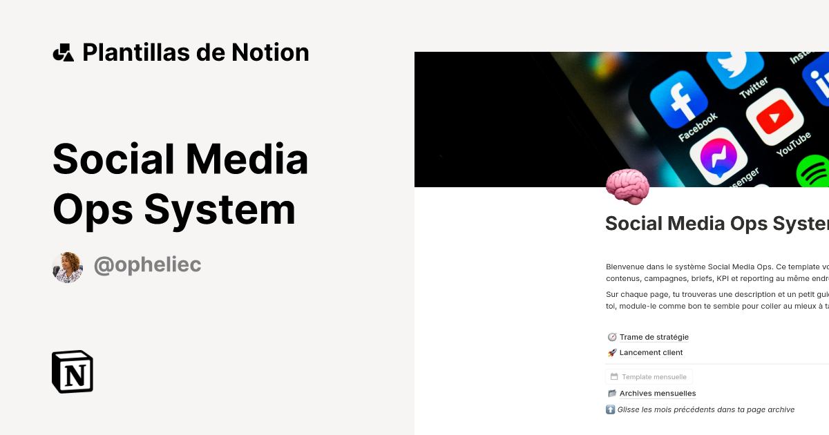 Plantilla Social Media Ops System | Notion Marketplace