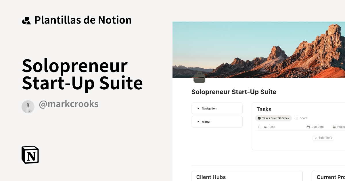 Plantilla Solopreneur Start-Up Suite | Notion Marketplace