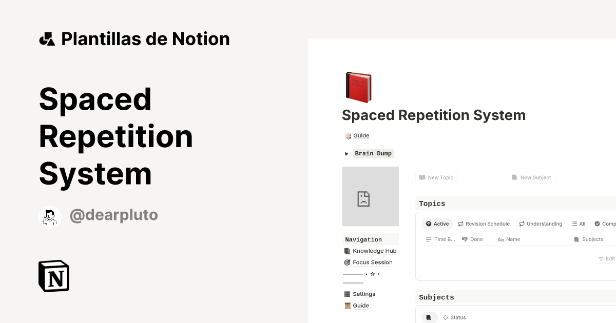Plantilla Spaced Repetition System | Notion Marketplace
