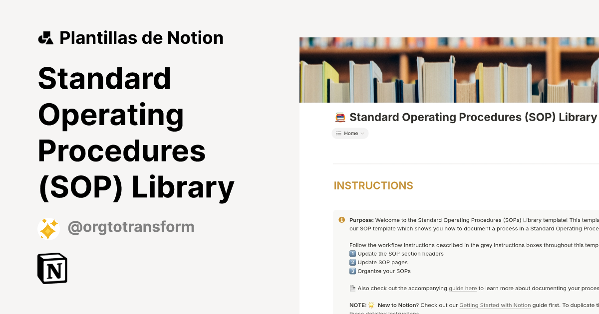 Plantilla Standard Operating Procedures (SOP) Library de Regine ...