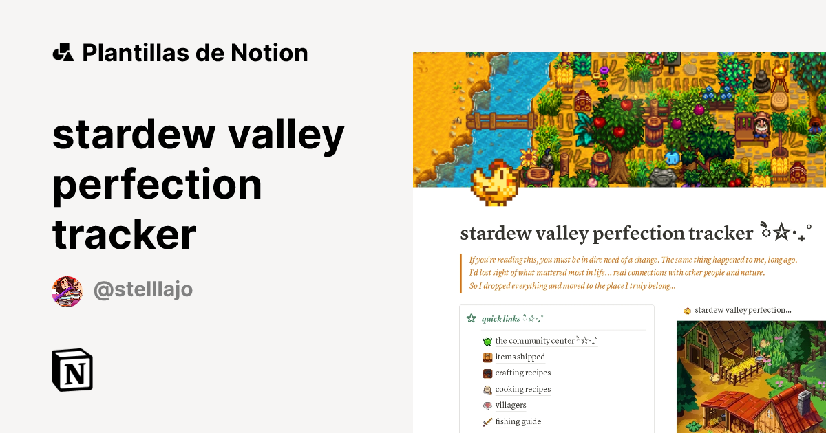 Plantilla stardew valley perfection tracker de Stella Jo | Notion ...