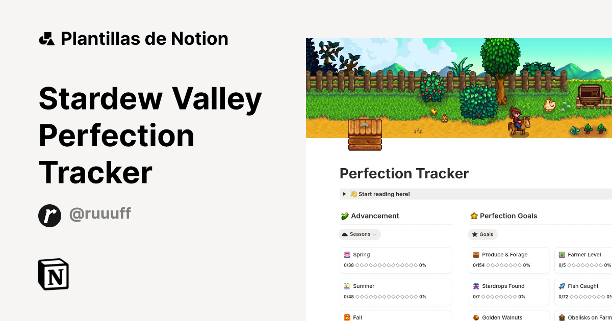 Plantilla Stardew Valley Perfection Tracker | Notion Marketplace