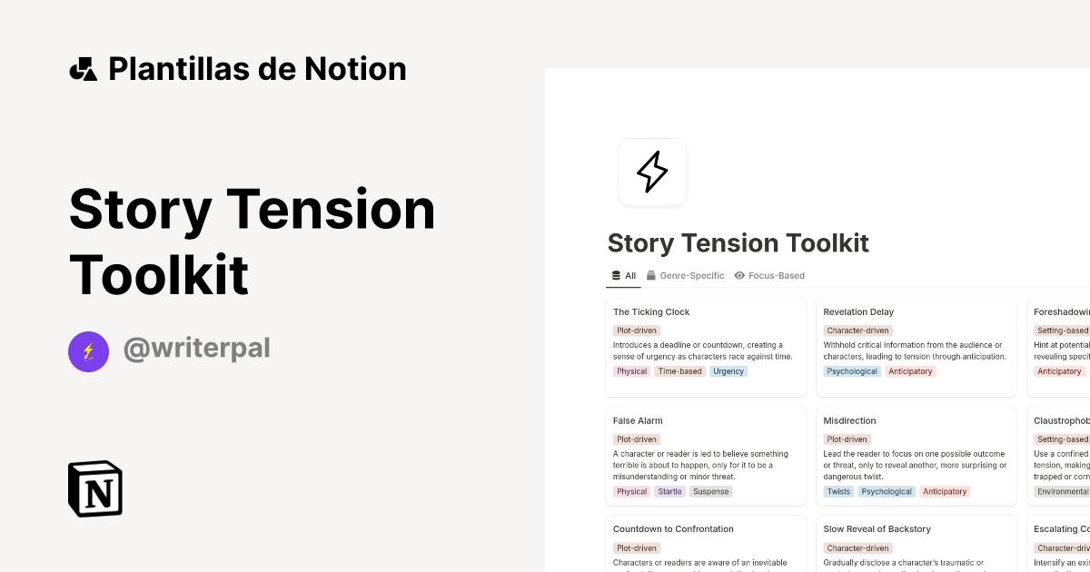 Plantilla Story Tension Toolkit de writerpal | Notion Marketplace