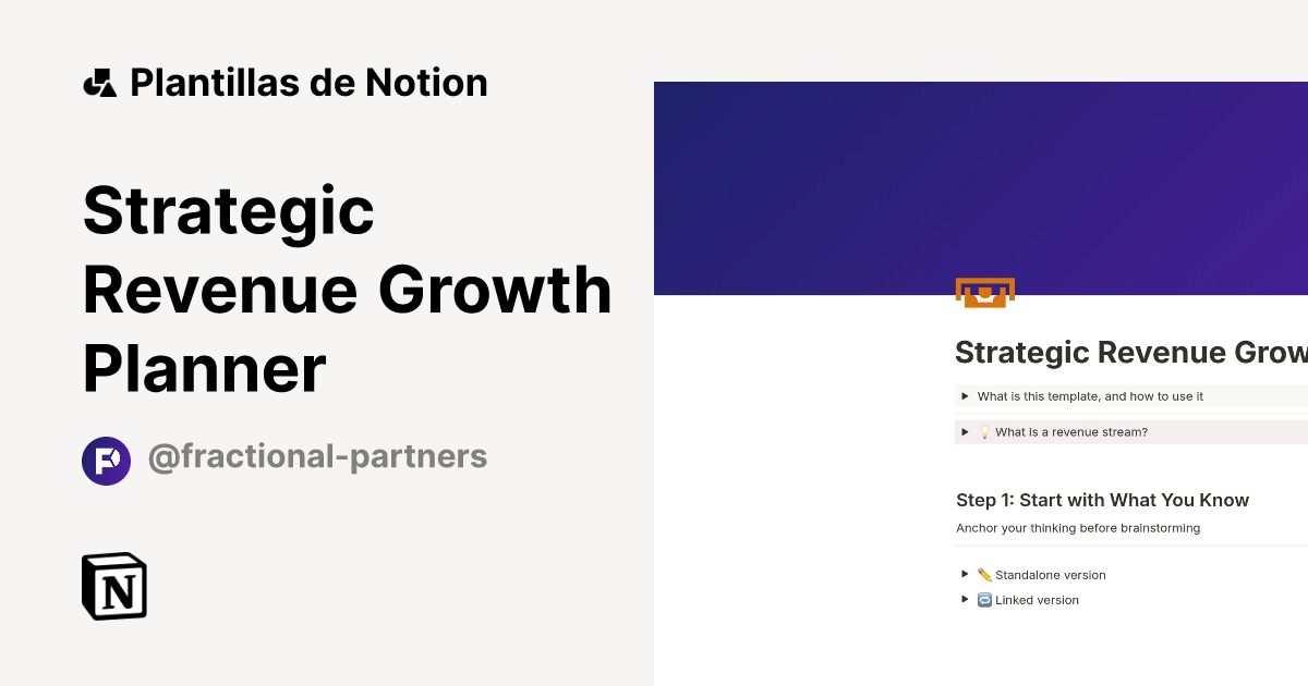 Plantilla Strategic Revenue Growth Planner de Fractional Partners | Notion Marketplace