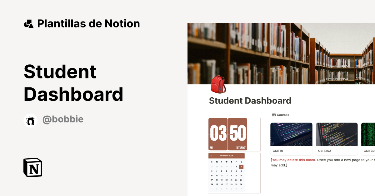 Plantilla Student Dashboard | Notion Marketplace