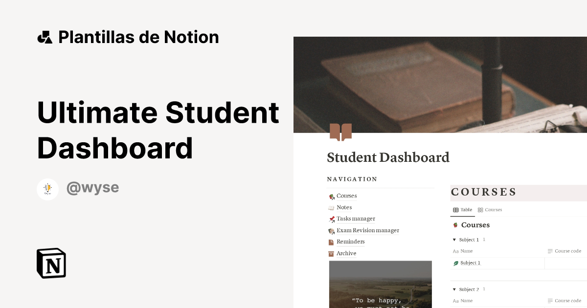 Plantilla Ultimate Student Dashboard | Notion Marketplace