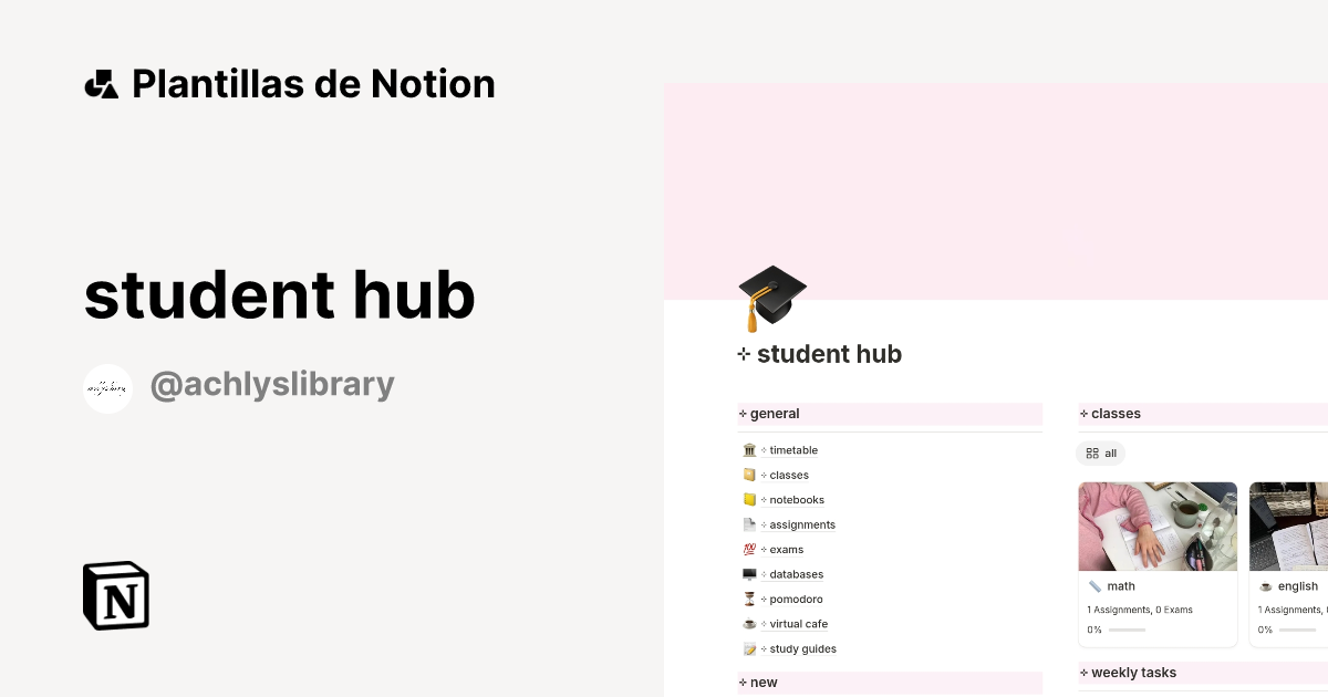 Plantilla student hub | Notion Marketplace