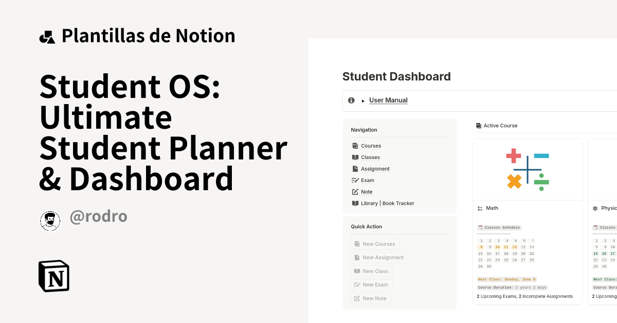 Plantilla Student OS: Ultimate Student Planner & Dashboard | Notion Marketplace