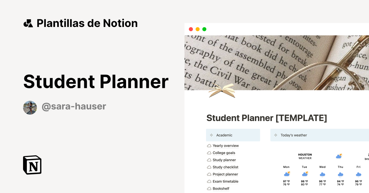 Plantilla Student Planner de Sara Hauser | Notion Marketplace