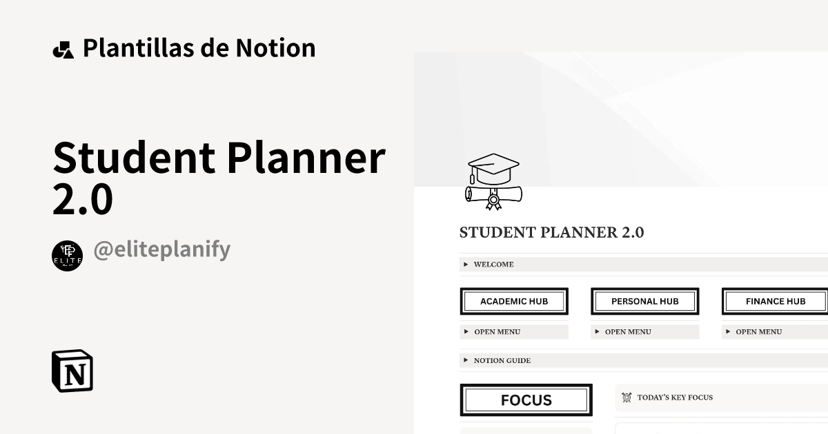 Plantilla Student Planner 2.0 | Notion Marketplace