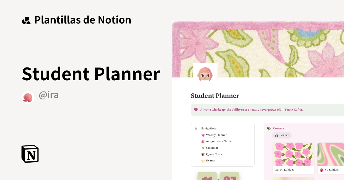Plantilla Student Planner | Notion Marketplace