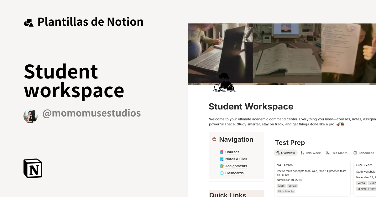 Plantilla Student workspace | Notion Marketplace
