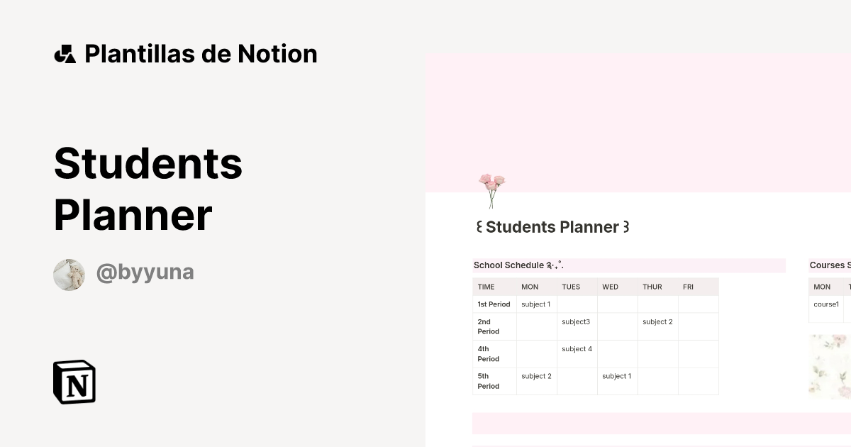 Plantilla Students Planner | Notion Marketplace
