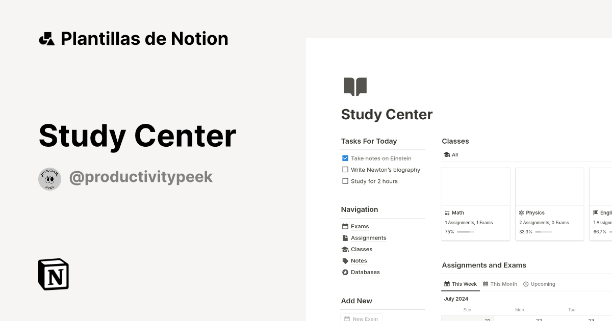 Plantilla Study Center | Notion Marketplace