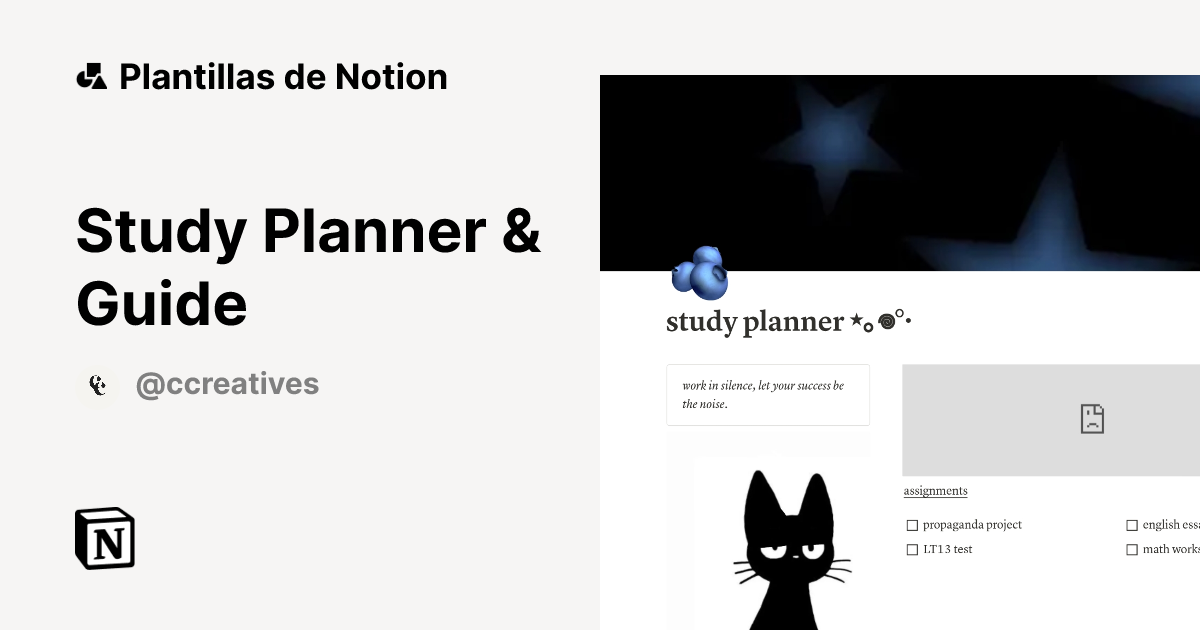 Plantilla Study Planner & Guide de Cadence Creatives | Notion Marketplace
