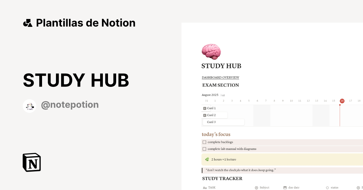 Plantilla STUDY HUB | Notion Marketplace