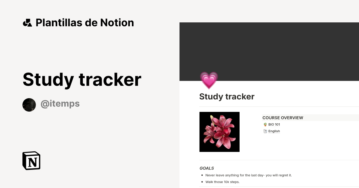 Plantilla Study tracker de I.temps. | Notion Marketplace