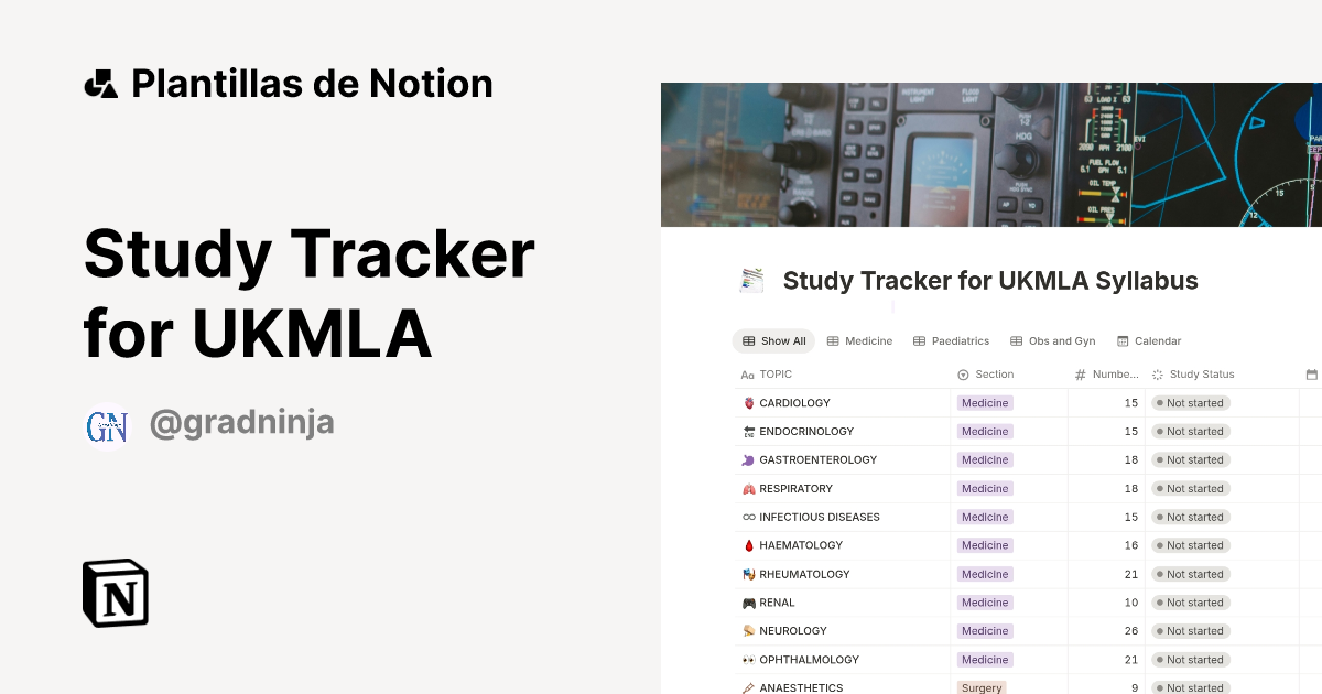 Plantilla Study Tracker for UKMLA | Notion Marketplace