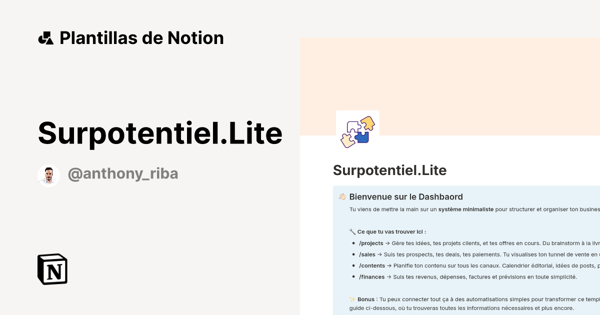 Plantilla Surpotentiel.Lite | Notion Marketplace