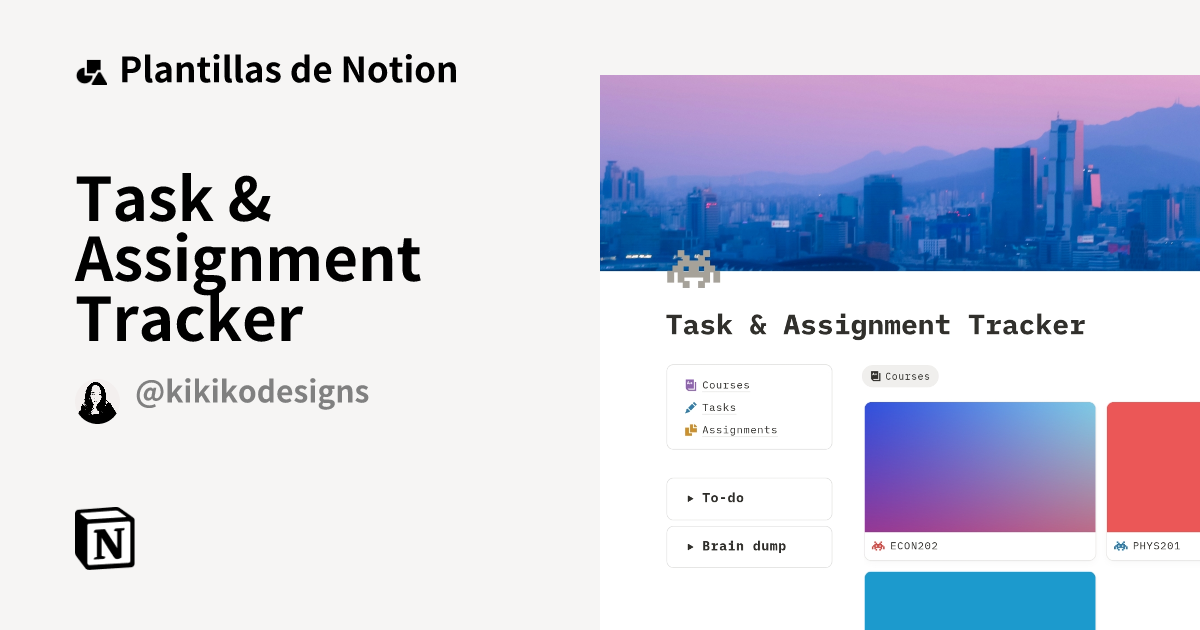 Plantilla Task & Assignment Tracker de kikikodesigns | Notion Marketplace