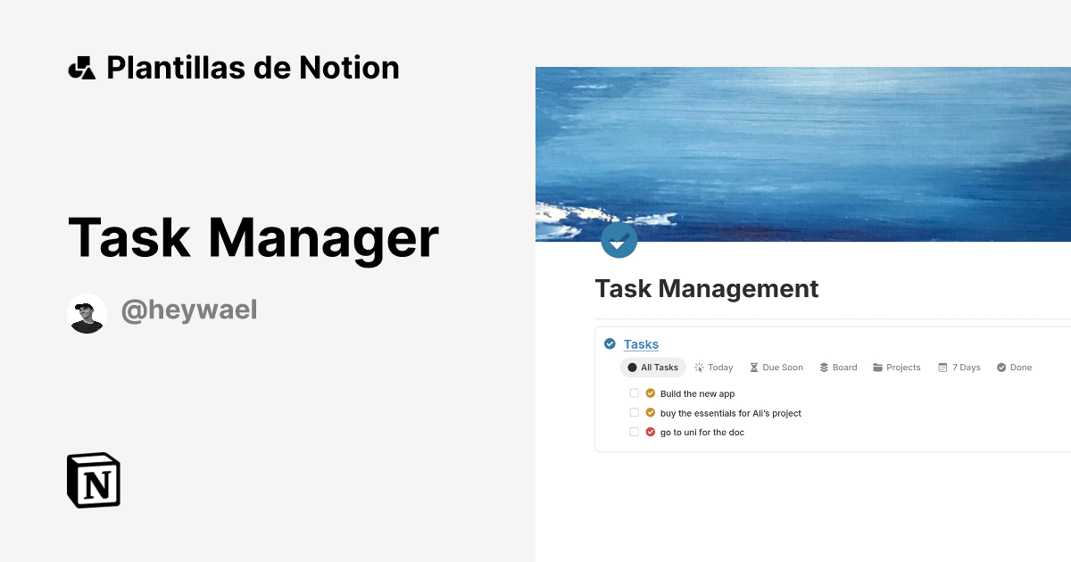 Plantilla Task Manager | Notion Marketplace
