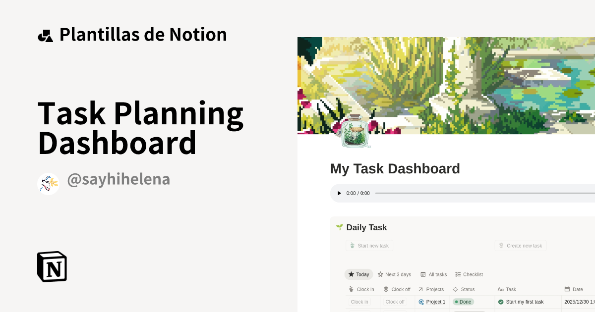 Plantilla Task Planning Dashboard | Notion Marketplace