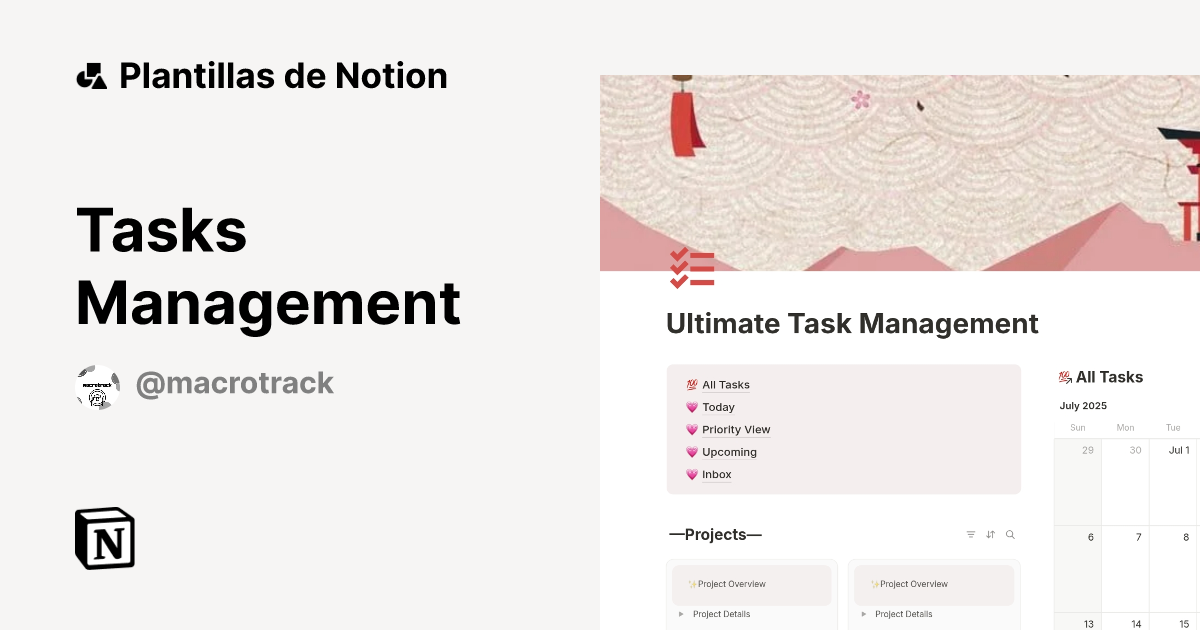 Plantilla Tasks Management | Notion Marketplace