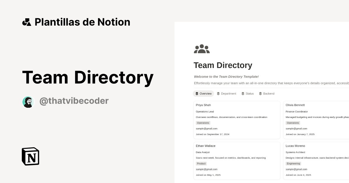 Plantilla Team Directory | Notion Marketplace