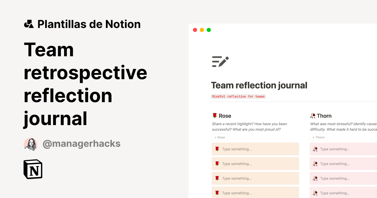 Plantilla Team retrospective reflection journal | Notion Marketplace