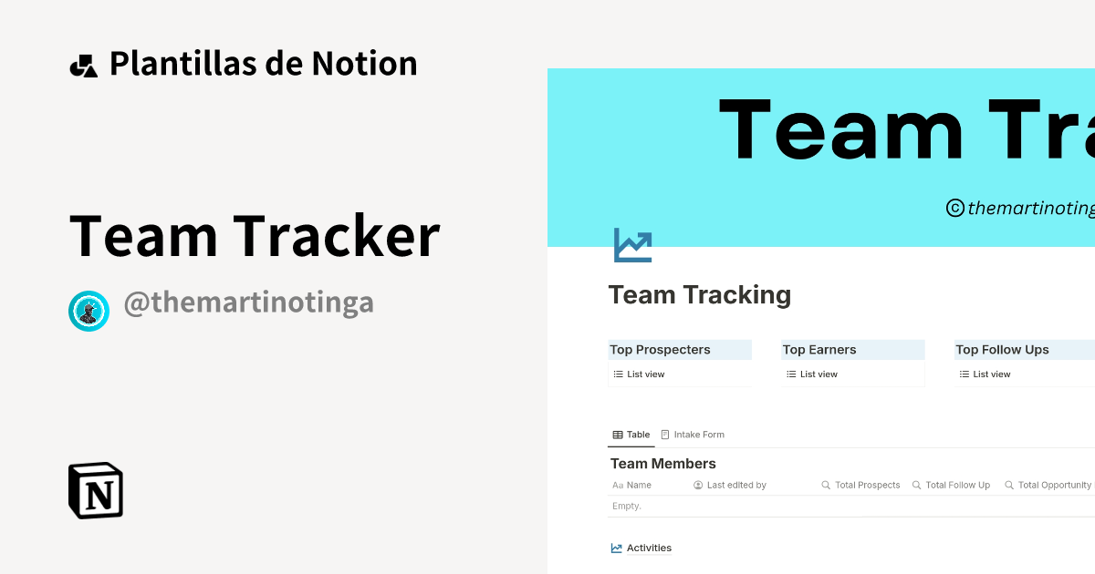 Plantilla Team Tracker | Notion Marketplace