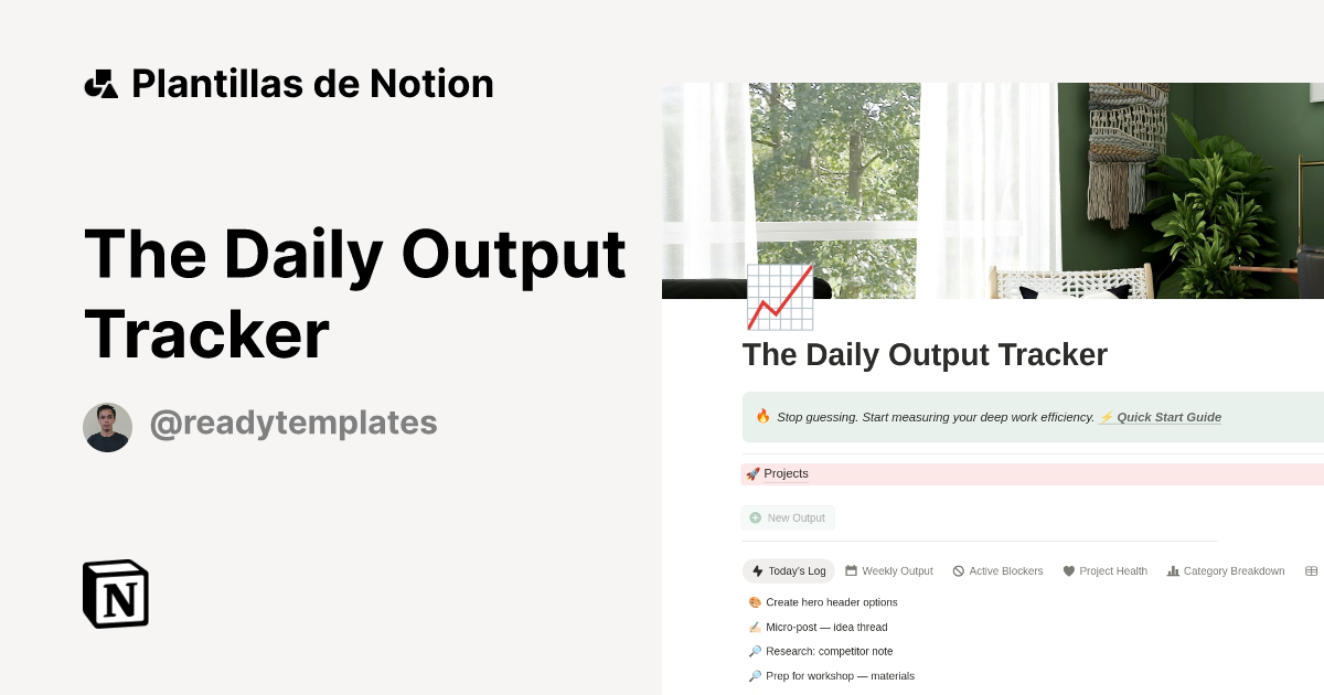 Plantilla The Daily Output Tracker de Ready Templates | Notion Marketplace