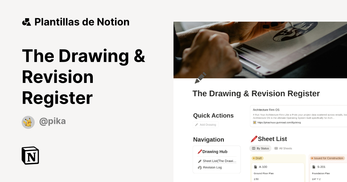 Plantilla The Drawing & Revision Register | Notion Marketplace