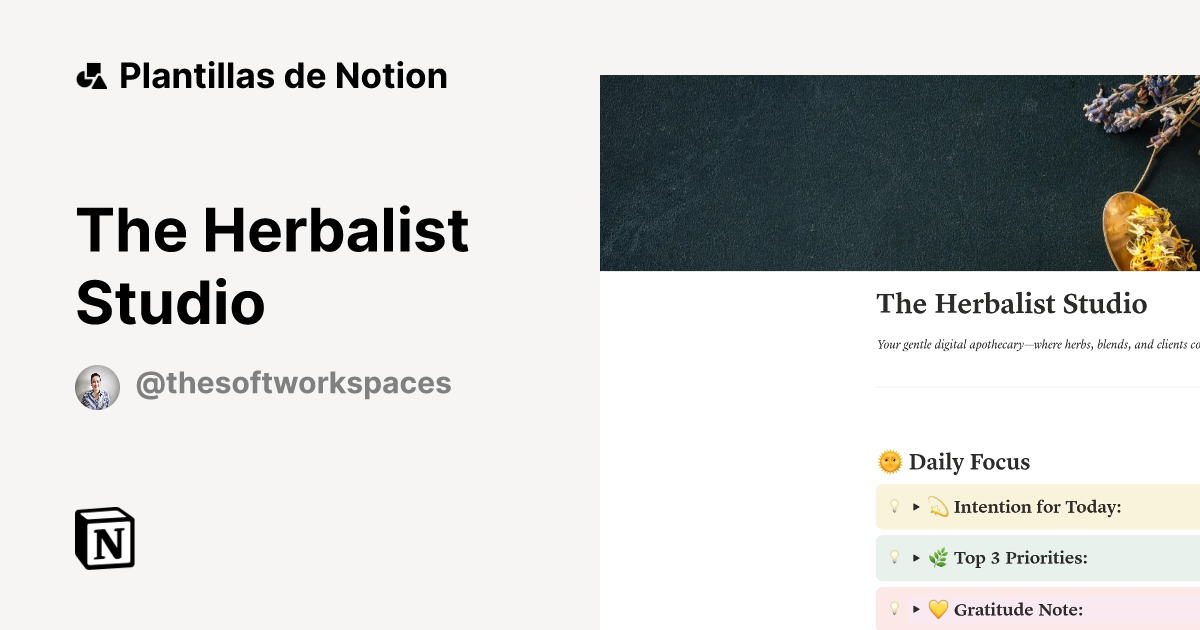 Plantilla The Herbalist Studio | Notion Marketplace
