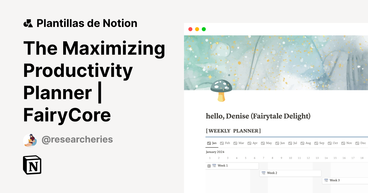 Plantilla The Maximizing Productivity Planner | FairyCore | Notion Marketplace