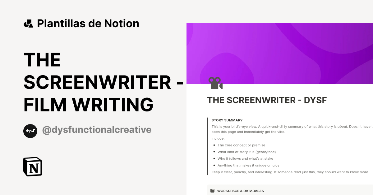 Plantilla THE SCREENWRITER - FILM WRITING | Notion Marketplace