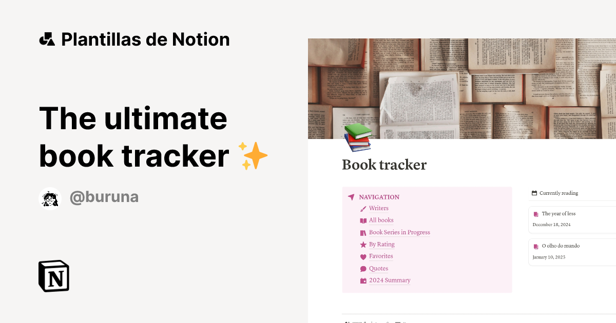 Plantilla The ultimate book tracker | Notion Marketplace