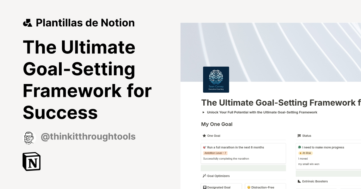 Plantilla The Ultimate Goal-Setting Framework for Success | Notion Marketplace