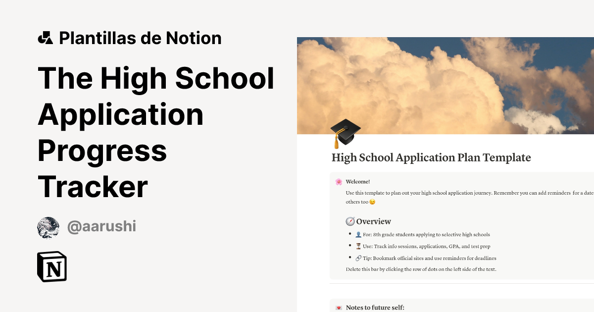 Plantilla The High School Application Progress Tracker | Notion Marketplace