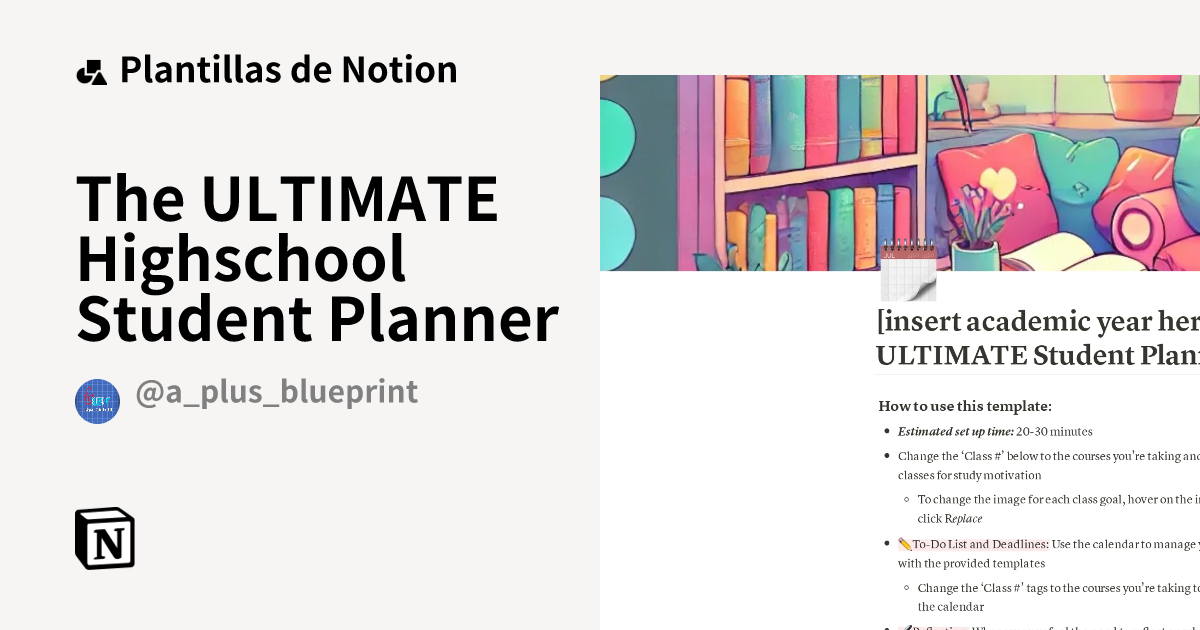 Plantilla The ULTIMATE Highschool Student Planner | Notion Marketplace