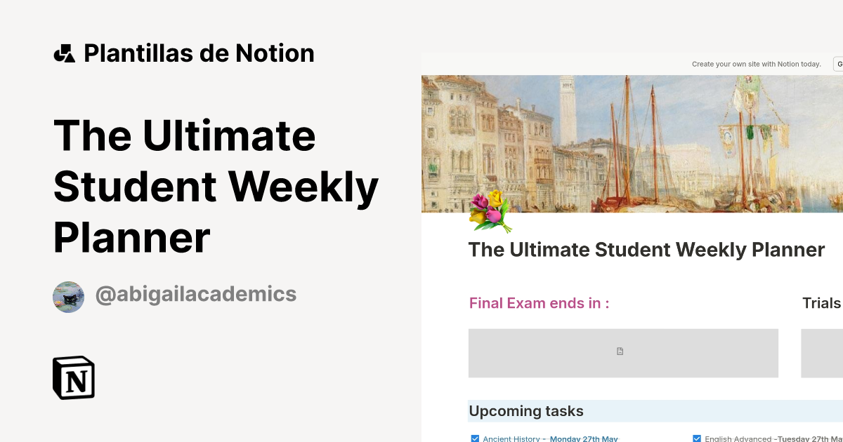 Plantilla The Ultimate Student Weekly Planner | Notion Marketplace