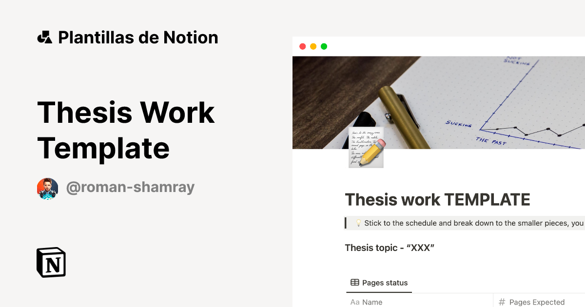 Plantilla Thesis Work Template de Roman Shamray | Notion Marketplace