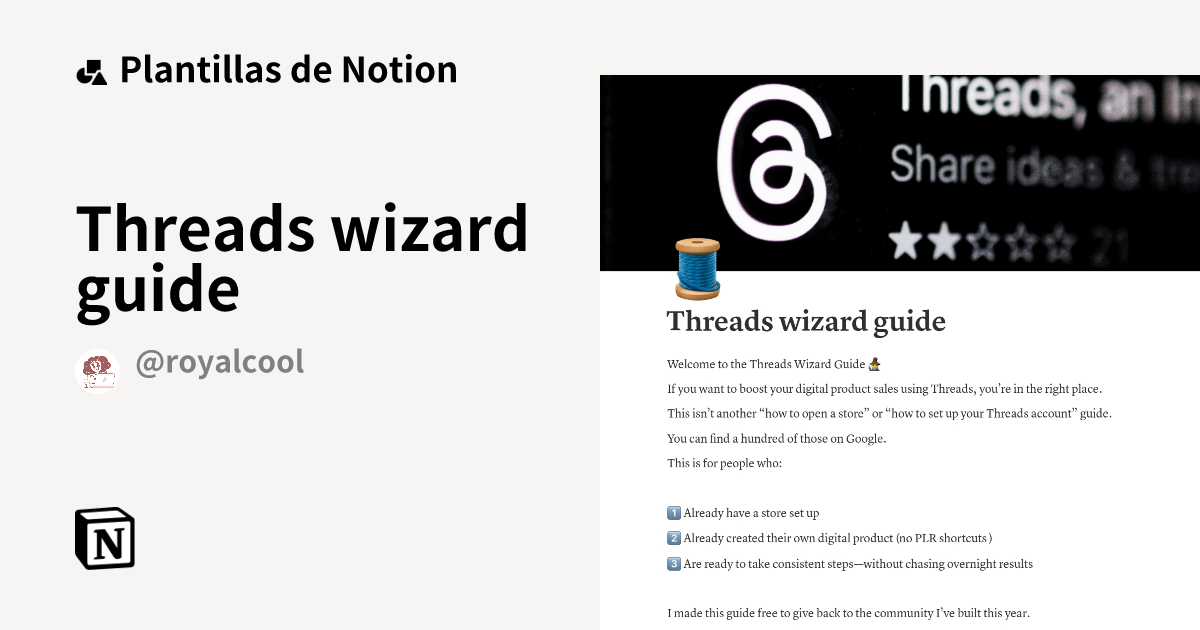 Plantilla Threads wizard guide de Royalcool | Notion Marketplace